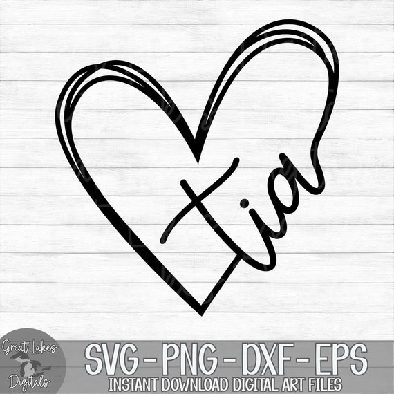 Tia Heart Instant Digital Download Svg Png Dxf and Eps - Etsy