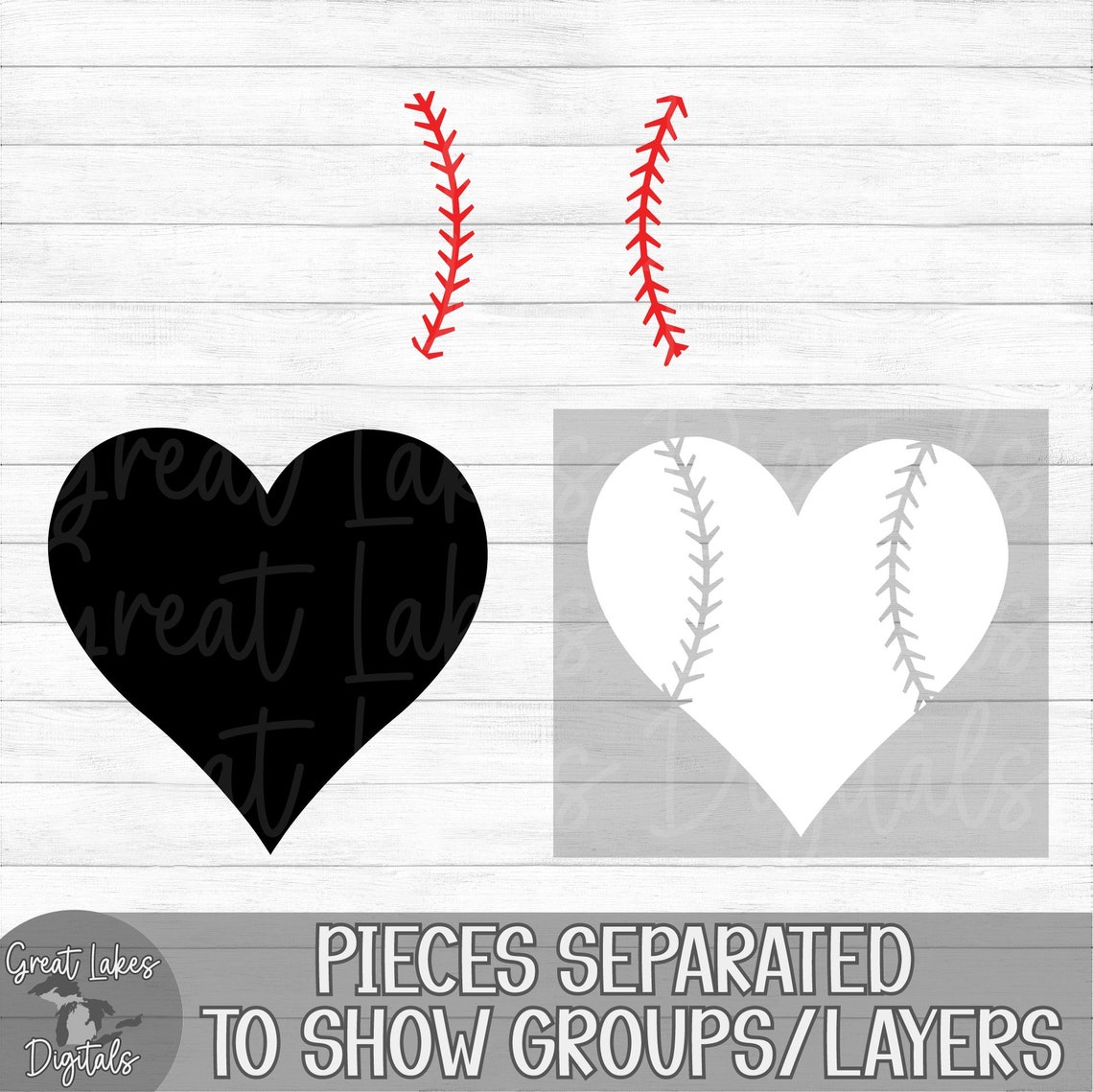 Baseball Heart - Instant Digital Download - Svg, Png, Dxf, and Eps ...