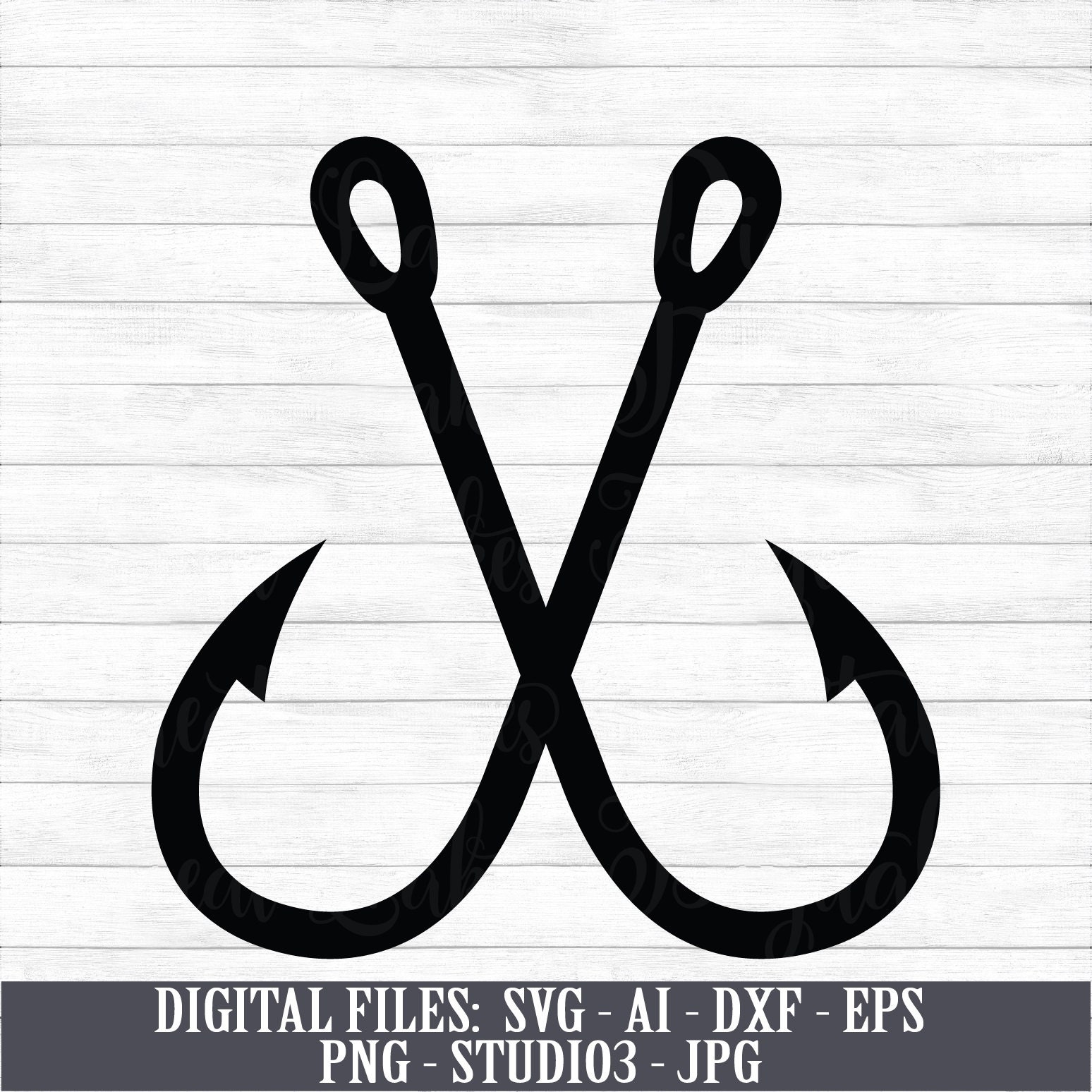 Crossed Fishing Hooks Instant Digital Download svg ai | Etsy