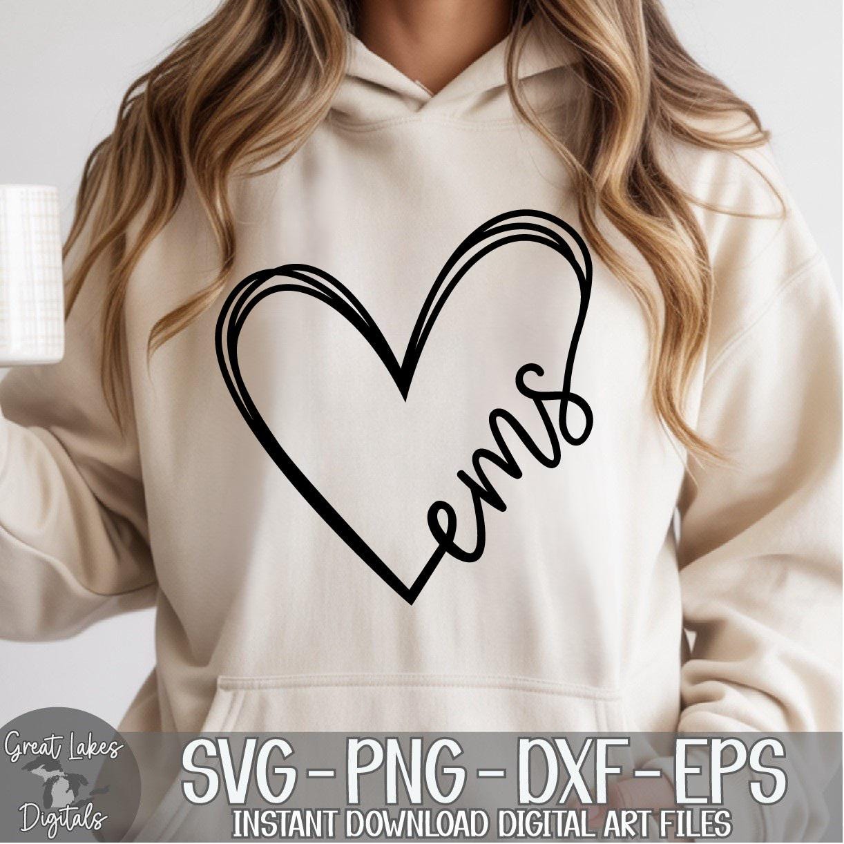 EMS Heart - Instant Digital Download - Svg, Png, Dxf, and Eps Files ...