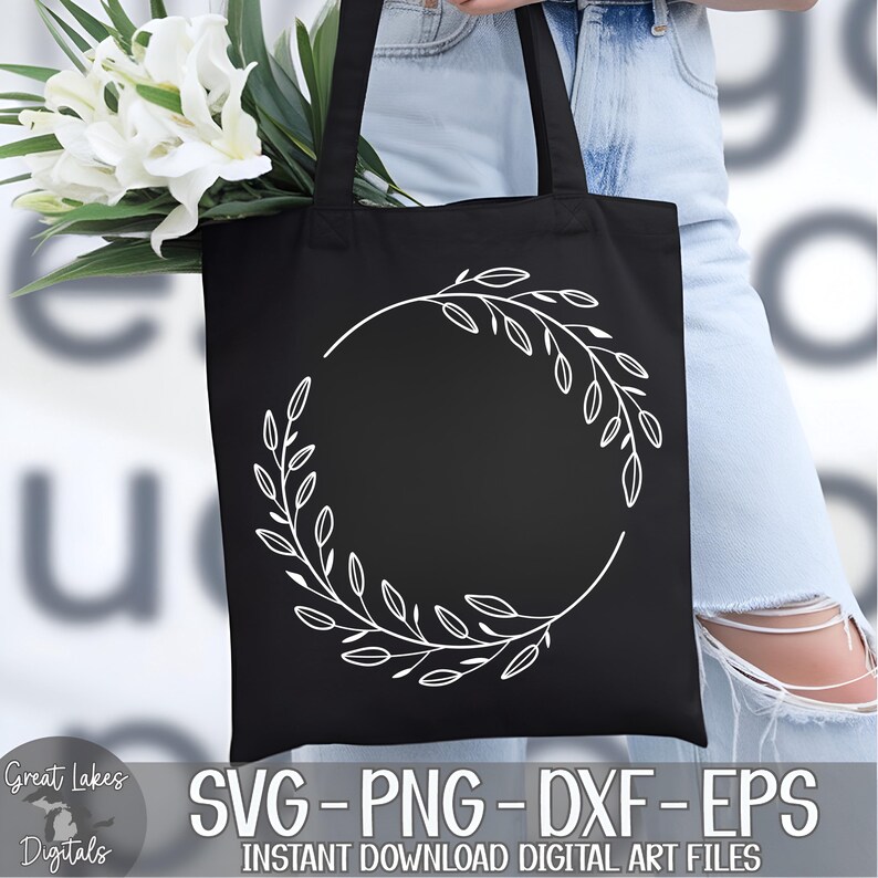 Leafy Wreath Circle Monogram Border Svg Png Dxf Eps Digital Download - Etsy