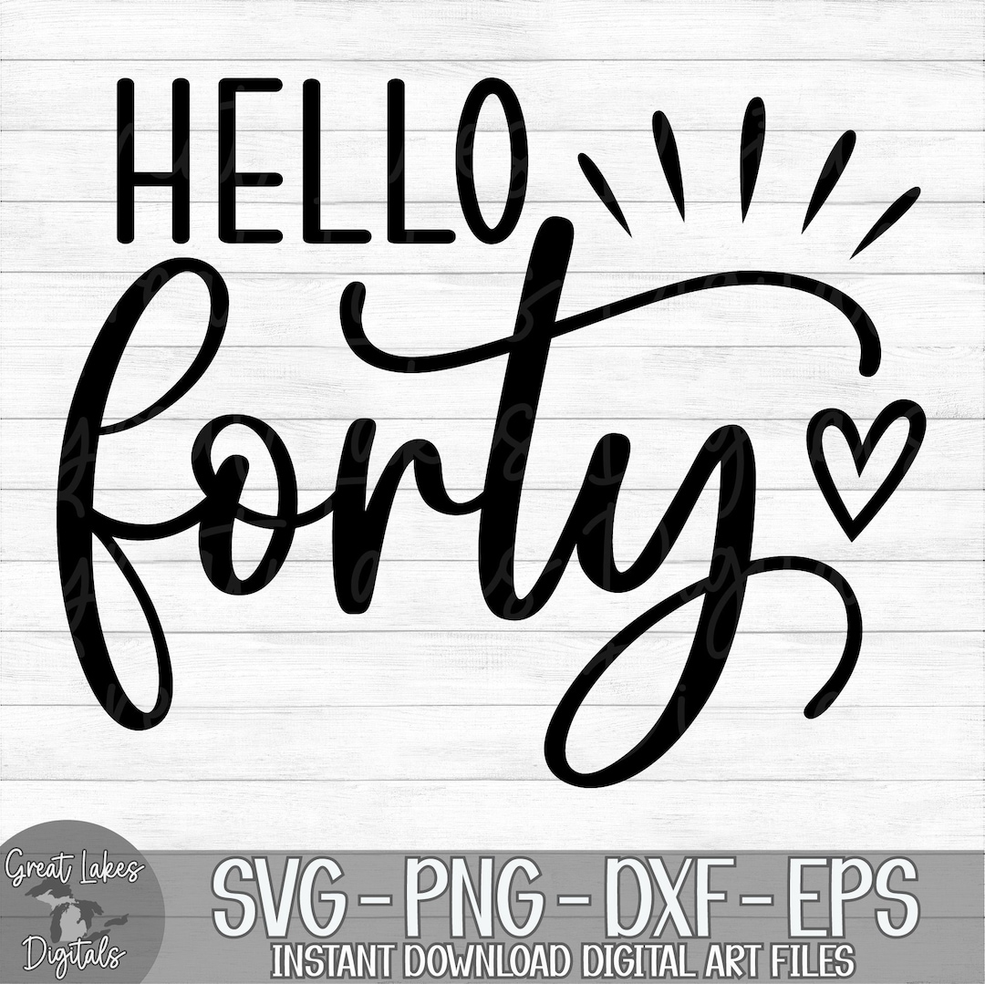 Hello Forty, 40th Birthday Instant Digital Download Svg, Png, Dxf, and ...