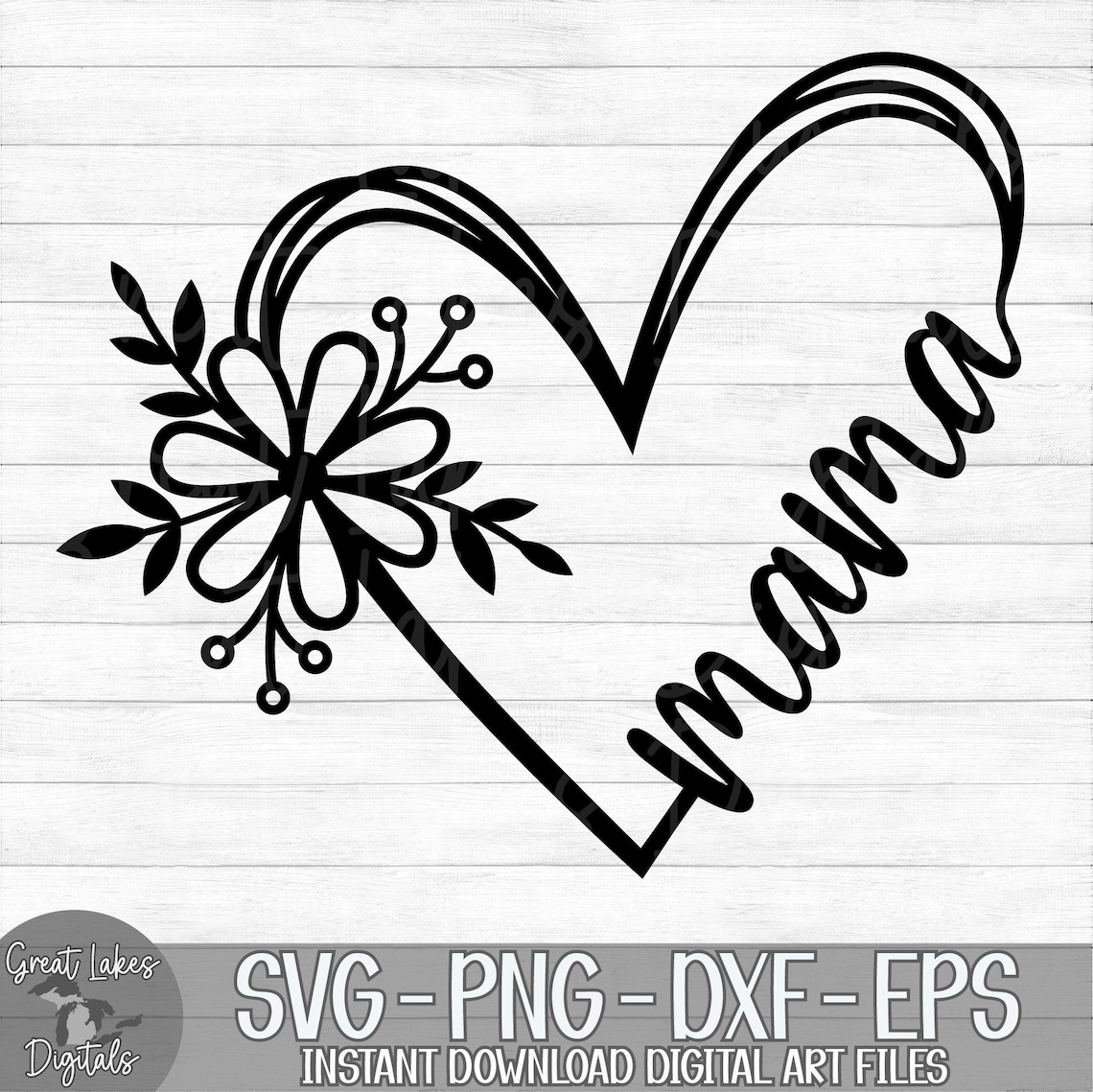 Mama Flower Heart Instant Digital Download Svg Png Dxf - Etsy