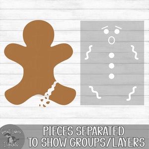 Broken Gingerbread Man - Instant Digital Download - Svg, Png, Dxf, and ...