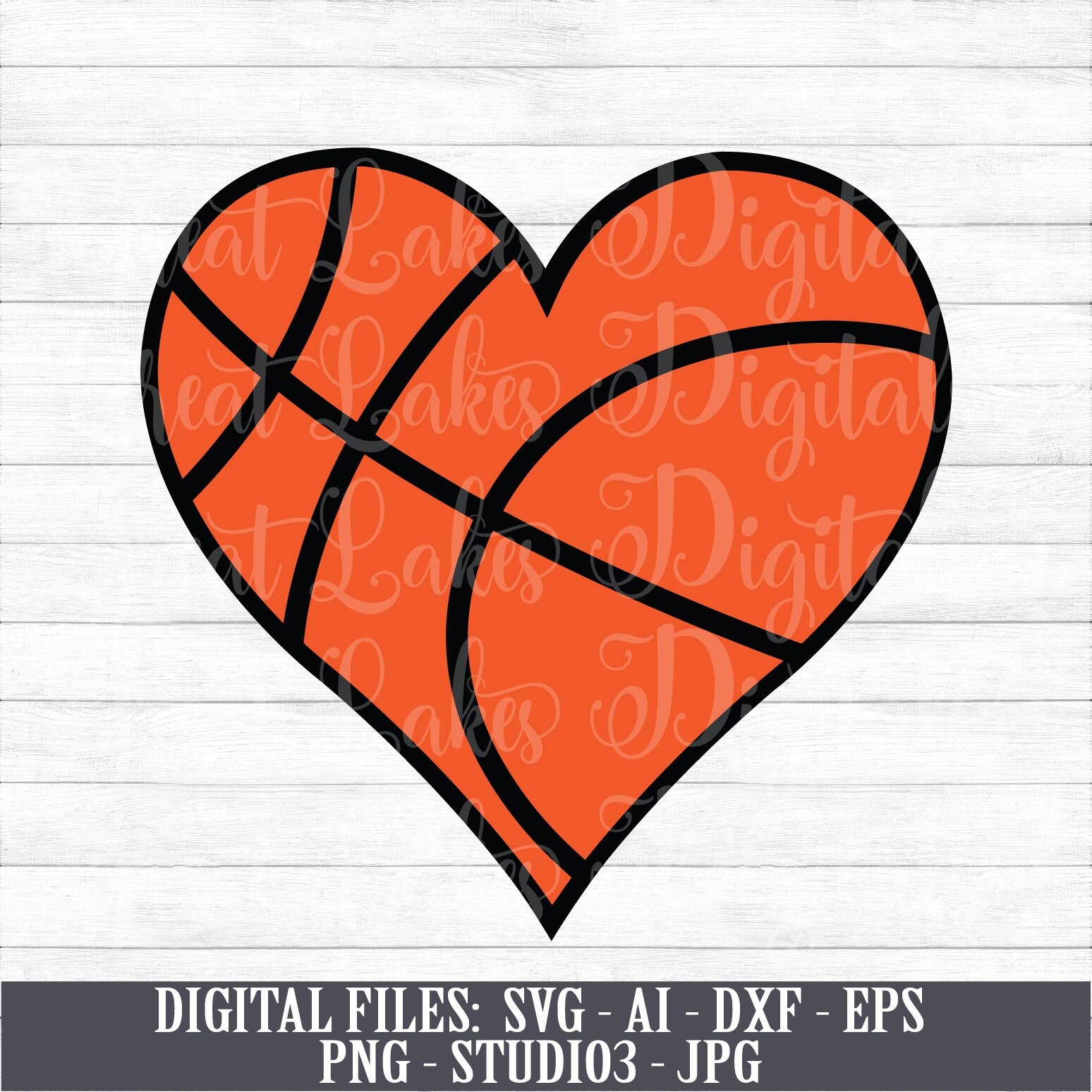 Basketball Heart Instant Digital Download svg ai dxf | Etsy