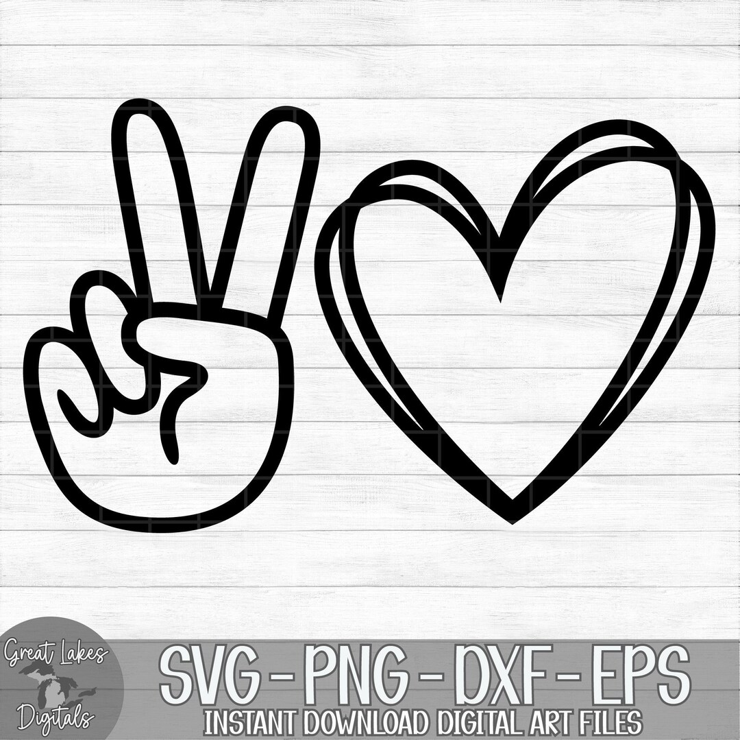 Peace and Love Instant Digital Download Svg Png Dxf and - Etsy