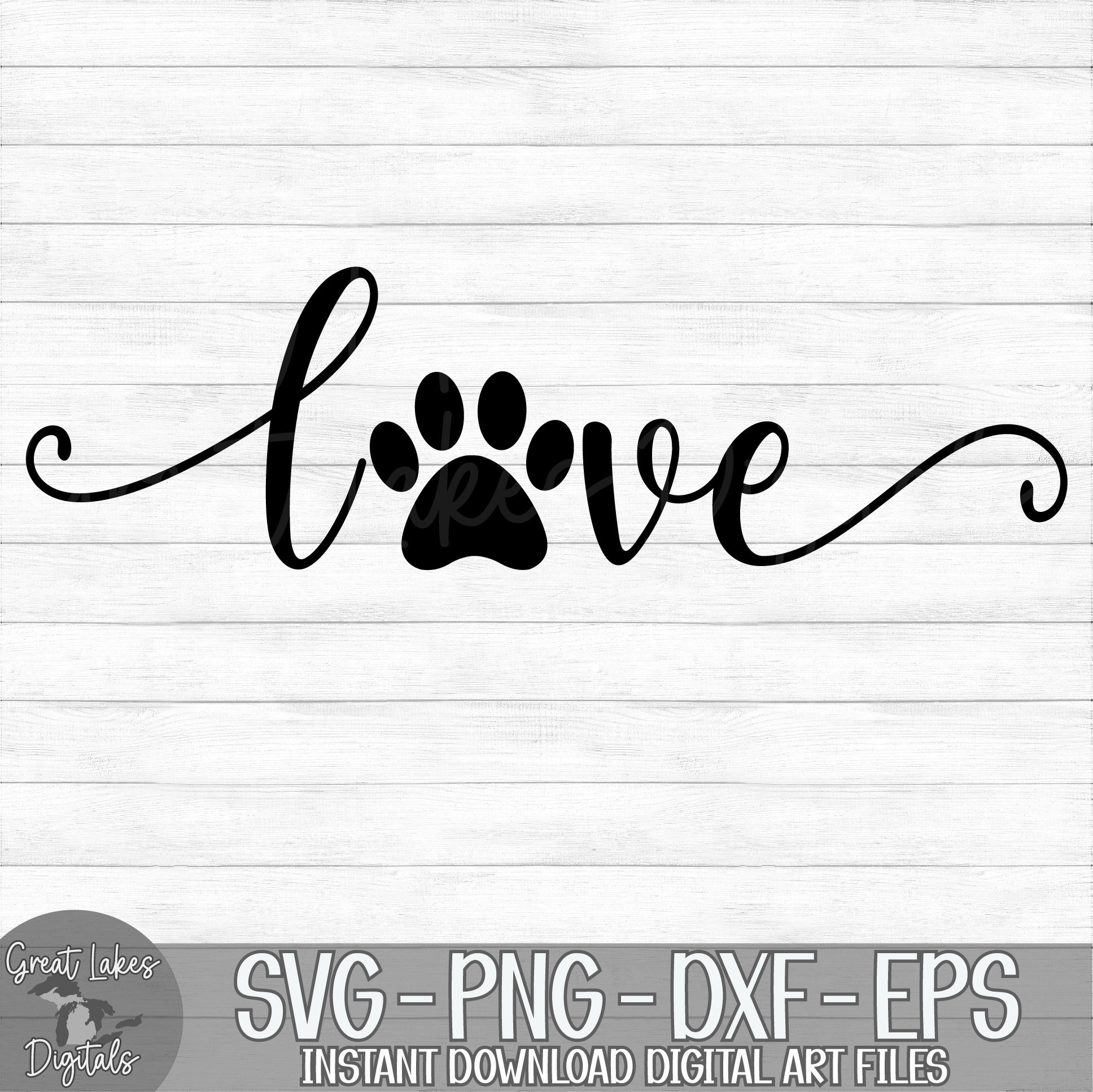 Love Paw Print Instant Digital Download Svg Png Dxf and - Etsy