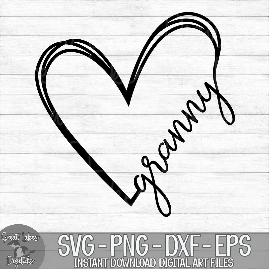 Granny Heart - Instant Digital Download - Svg, Png, Dxf, and Eps Files ...