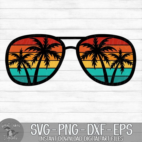 Palm Tree Sunset Sunglasses Instant Digital Download Svg Etsy