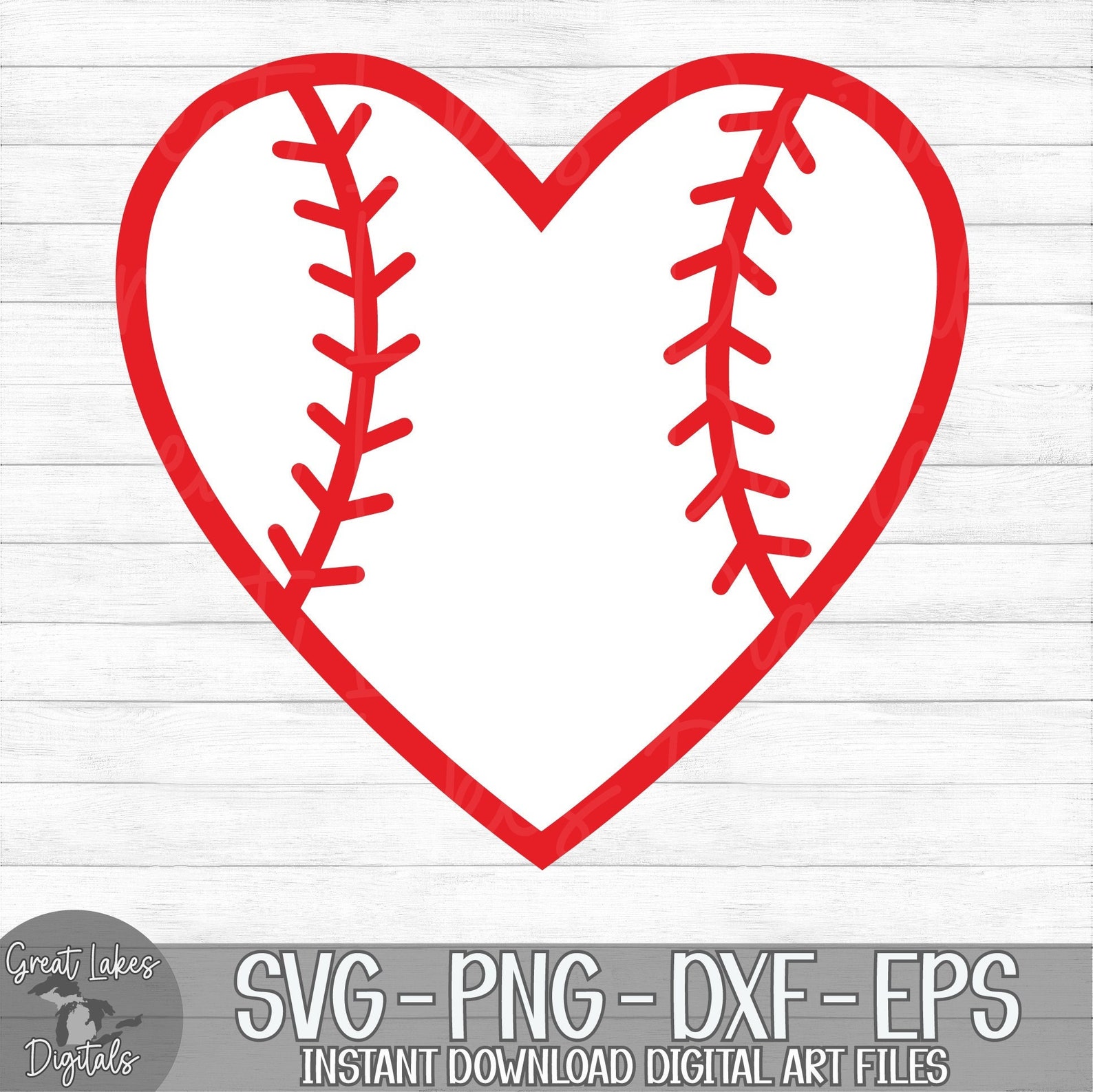 Baseball Heart - Instant Digital Download - Svg, Png, Dxf, and Eps ...