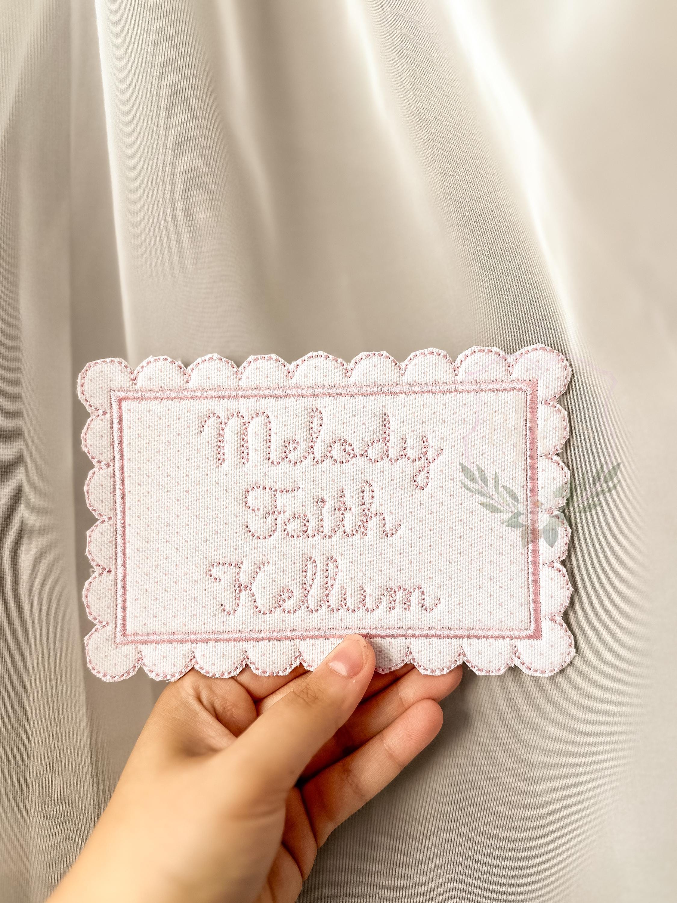 Girls Hospital Name Plate | Baby Girls Scalloped Hospital Keepsake ...