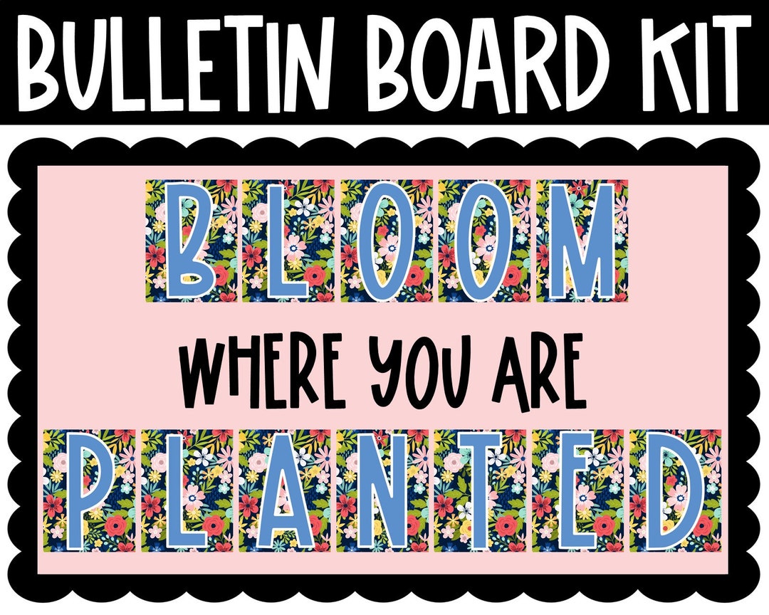Bloom Where You Are Planted Floral Bulletin Board and Door Kit, Floral ...