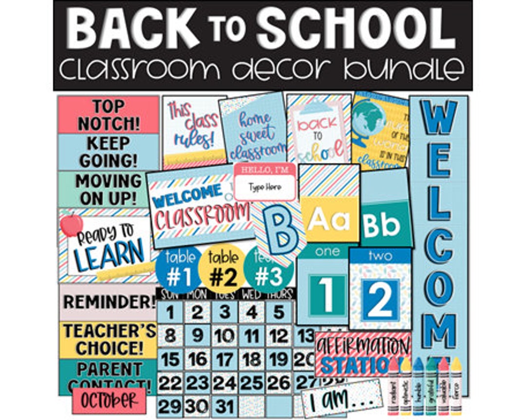 Back to School Classroom Decorations Bundle, Classroom Theme, Bulletin ...