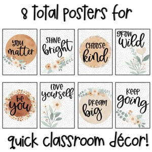 Neutral Boho Growth Mindset Classroom Posters, Classroom Decorations ...