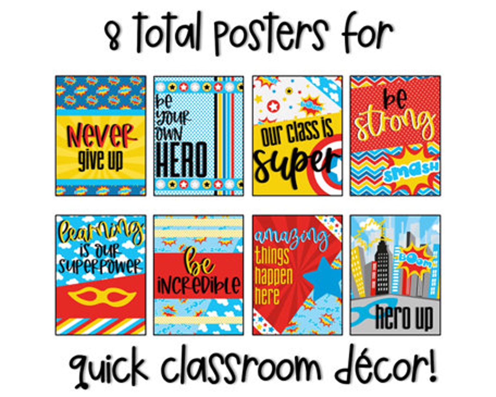 Superhero Growth Mindset Classroom Posters, Classroom Decorations ...