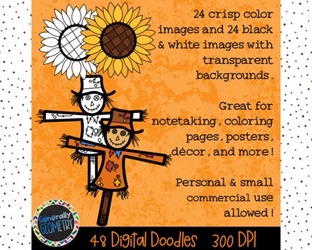 Fall Doodles Clip Art Autumn Clipart Hand Drawn - Etsy