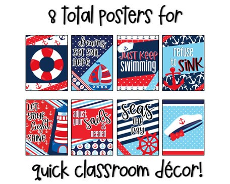 Nautical Growth Mindset Classroom Posters, Classroom Decorations ...