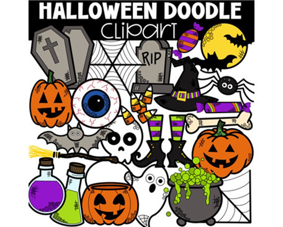Halloween Doodles Clip Art, October Clipart, Hand Drawn - Etsy