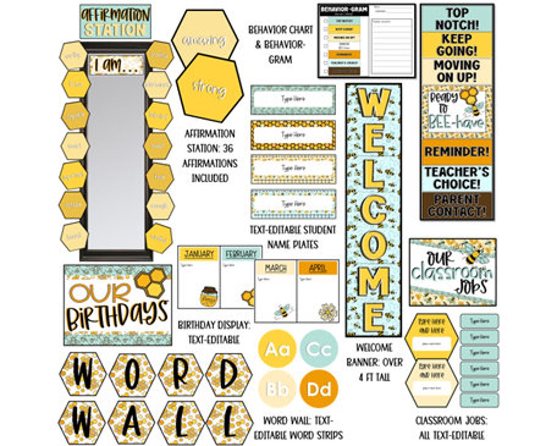 Busy Bees Classroom Decorations Bundle, Classroom Theme, Bulletin Board ...