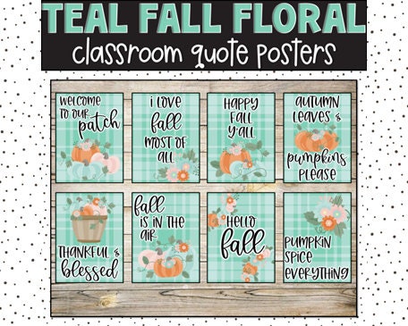 Teal Fall Floral Growth Mindset Classroom Posters, Classroom ...