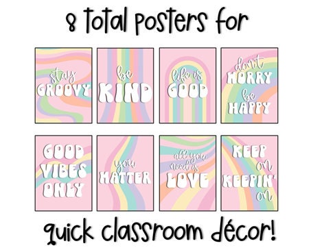 Retro Growth Mindset Classroom Posters, Classroom Decorations, Bulletin ...