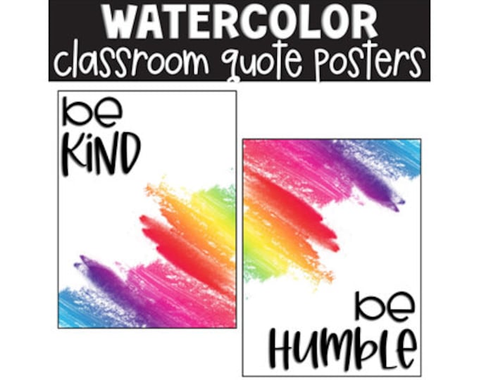 Watercolor Rainbow Theme Classroom Decor Inspirational Growth Mindset ...