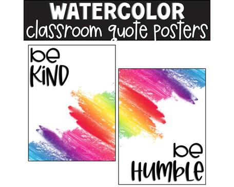 Watercolor Rainbow Growth Mindset Classroom Posters, Classroom ...
