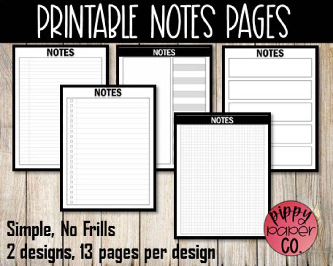 Printable Notes Pages, Simple Design, Digital Notes - Etsy