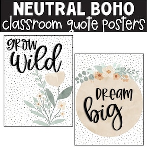 Neutral Boho Growth Mindset Classroom Posters, Classroom Decorations ...