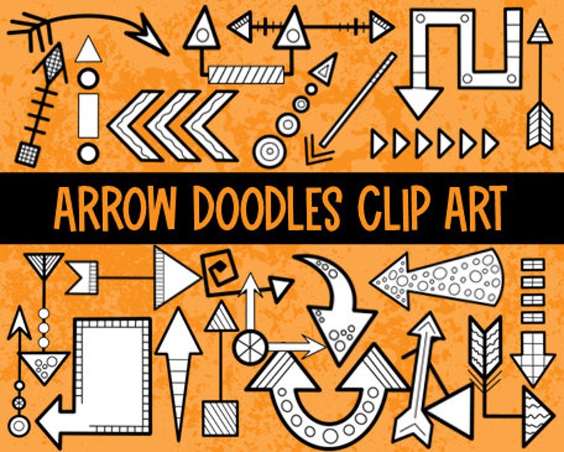 Arrow Doodles Clip Art, Arrow Clipart, Arrows, Hand Drawn - Etsy