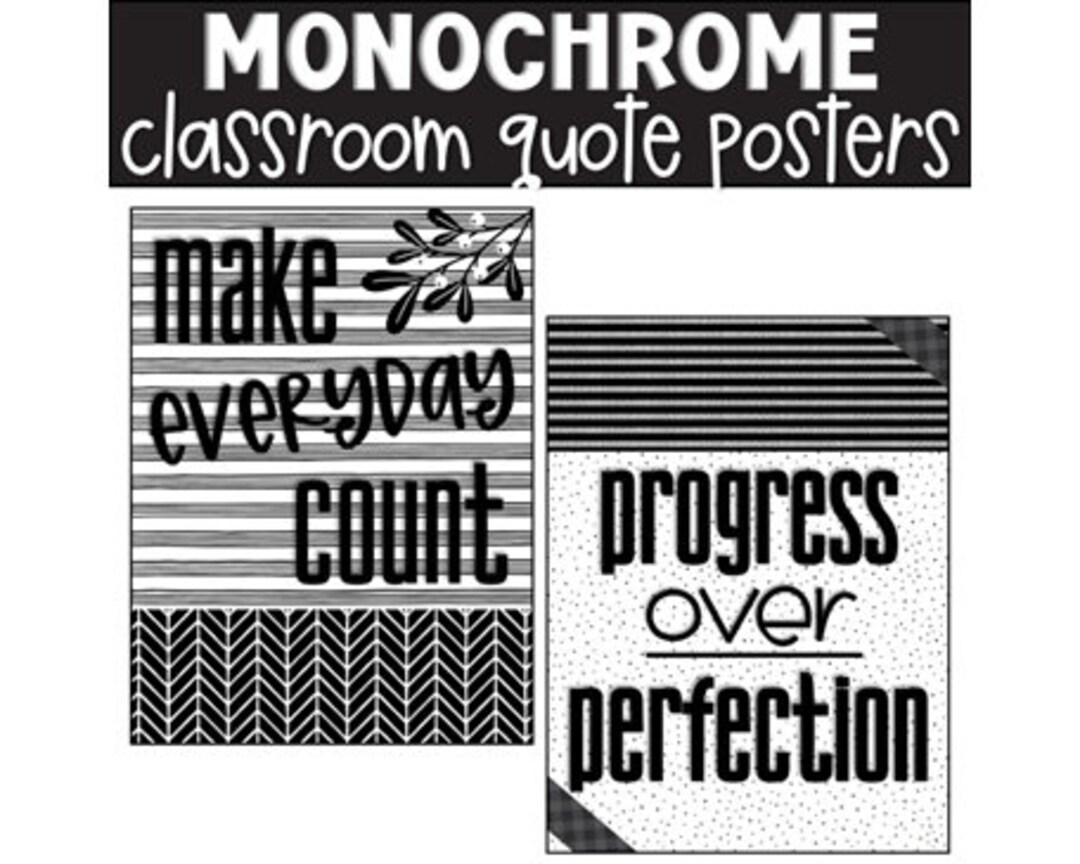 Monochrome Growth Mindset Classroom Posters, Classroom Decorations ...