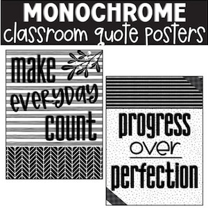 Monochrome Growth Mindset Classroom Posters, Classroom Decorations ...