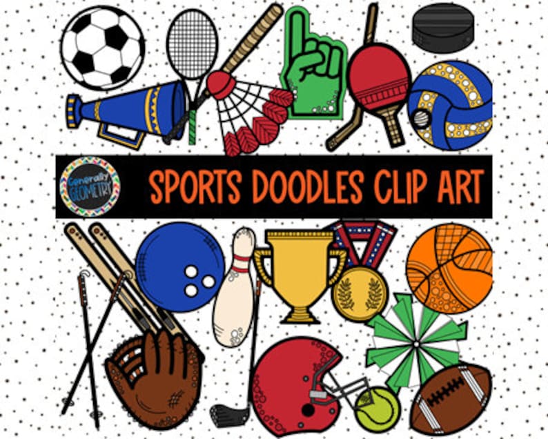 Sports Doodles Clip Art, Sports Clipart, Sports, Hand Drawn - Etsy
