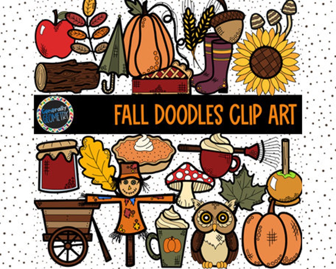 Fall Doodles Clip Art Autumn Clipart Hand Drawn - Etsy