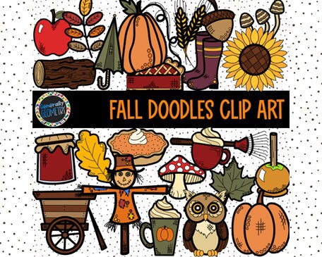 Fall Doodles Clip Art Autumn Clipart Hand Drawn - Etsy