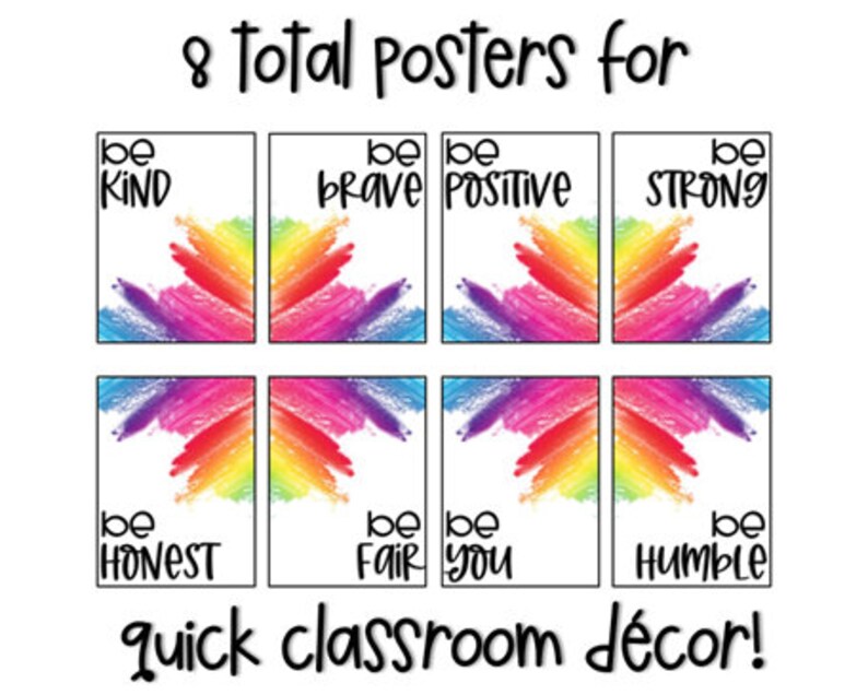 Watercolor Rainbow Growth Mindset Classroom Posters, Classroom ...