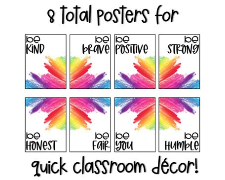 Watercolor Rainbow Growth Mindset Classroom Posters, Classroom ...
