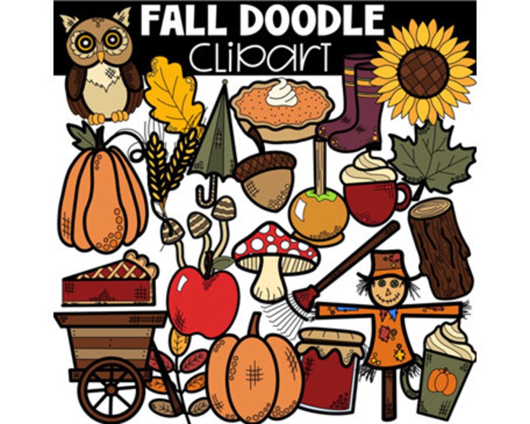 Fall Doodles Clip Art, Autumn Clipart, Hand Drawn - Etsy