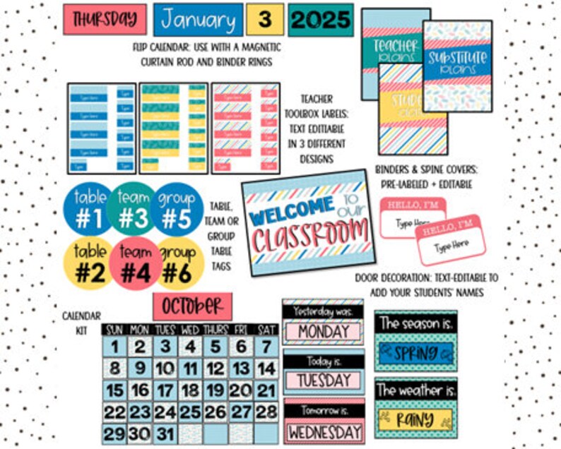 Back to School Classroom Decorations Bundle, Classroom Theme, Bulletin ...