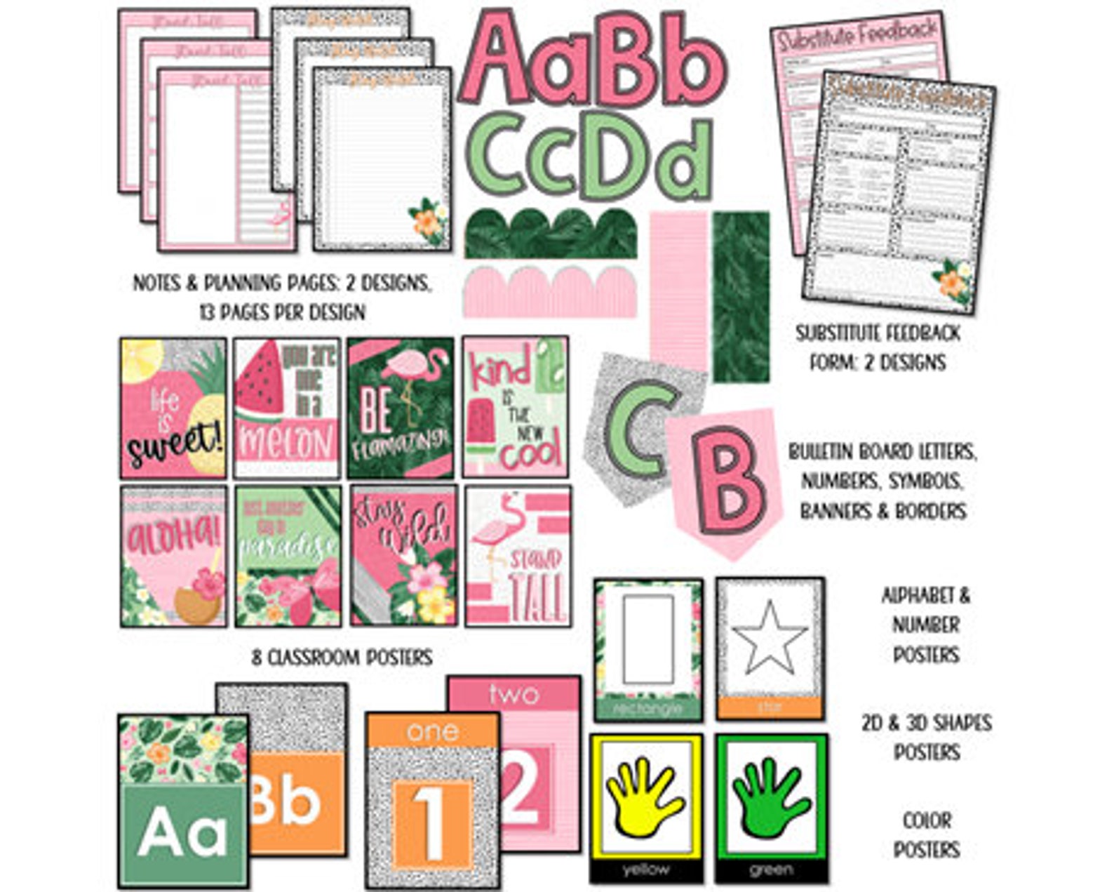 Tropical Classroom Decorations Bundle, Classroom Theme, Bulletin Board ...