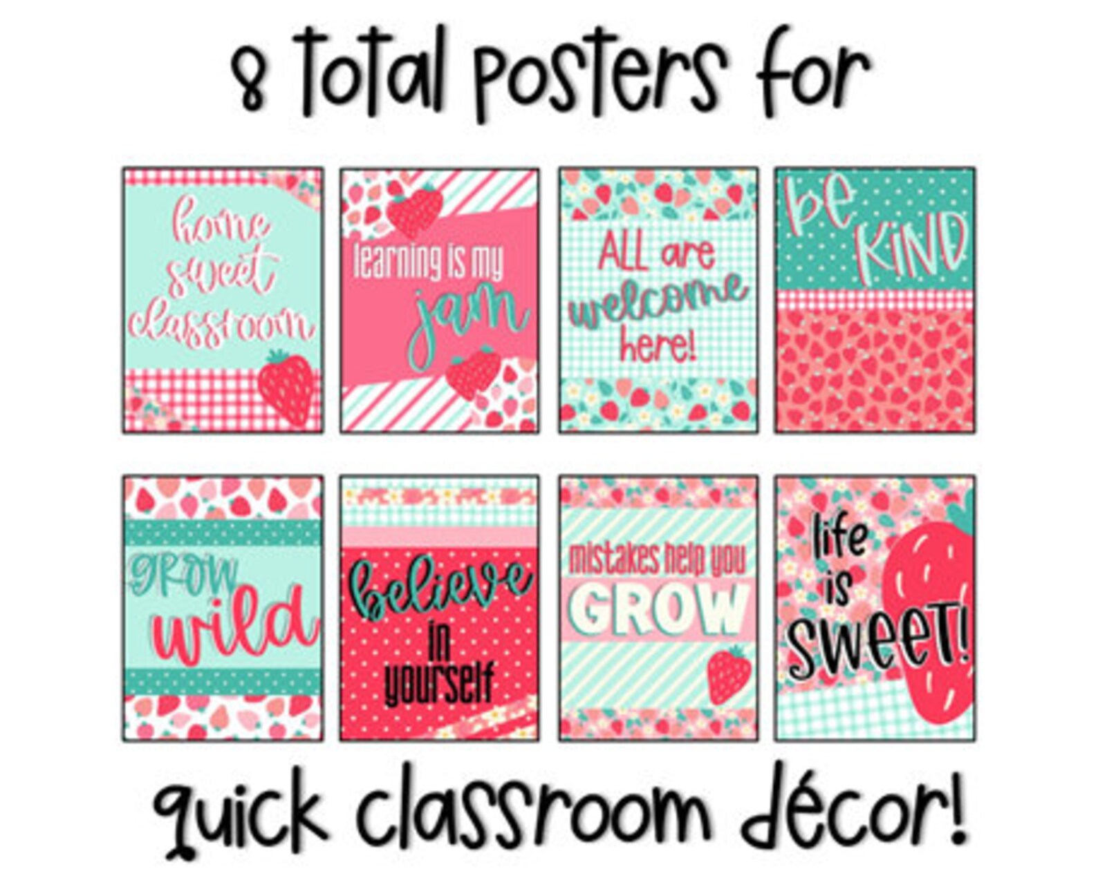 Strawberries Growth Mindset Classroom Posters, Classroom Decorations ...