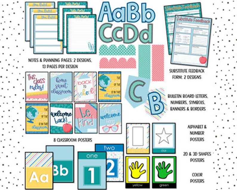 Back to School Classroom Decorations Bundle, Classroom Theme, Bulletin ...