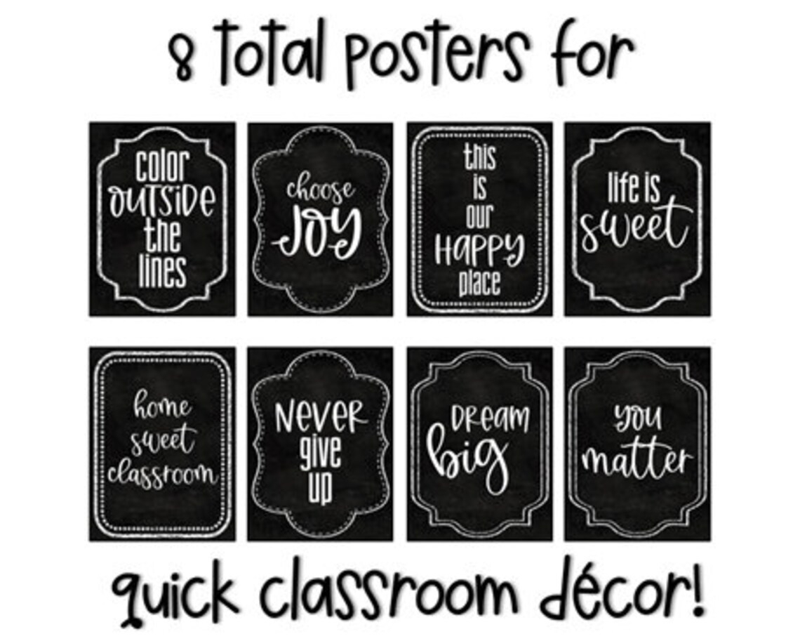 Chalkboard Growth Mindset Classroom Posters, Classroom Decorations ...