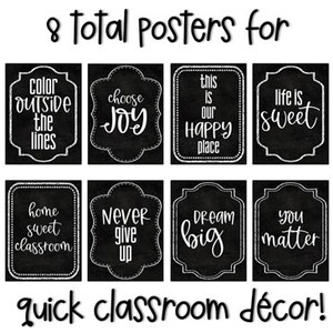 Chalkboard Growth Mindset Classroom Posters, Classroom Decorations ...