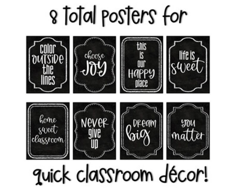 Chalkboard Growth Mindset Classroom Posters, Classroom Decorations ...
