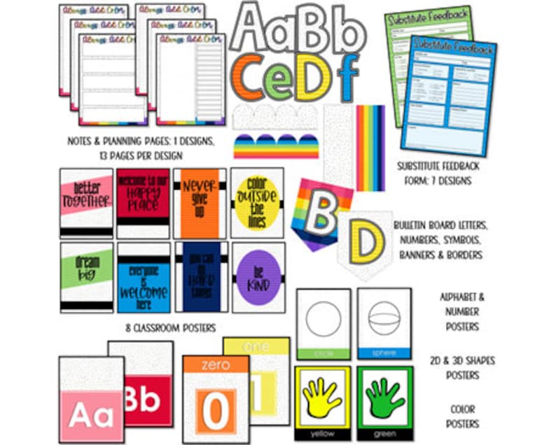 Bold Colors Classroom Decorations Bundle, Classroom Theme, Bulletin ...