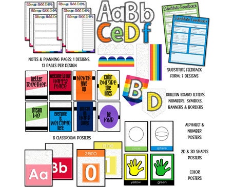 Bold Colors Classroom Decorations Bundle, Classroom Theme, Bulletin ...