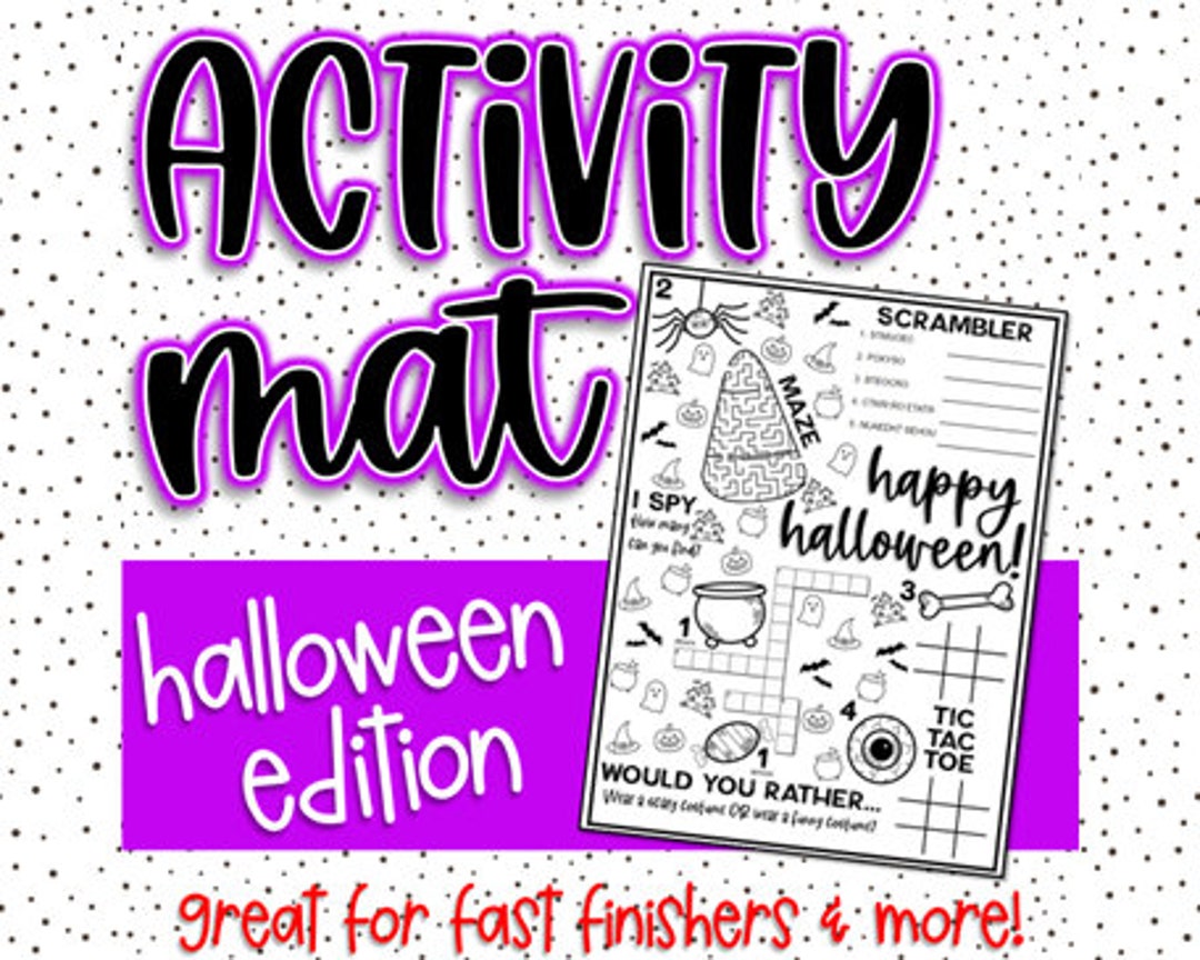 Halloween Activity Mat Kids Placemat Activity Sheet Fun - Etsy