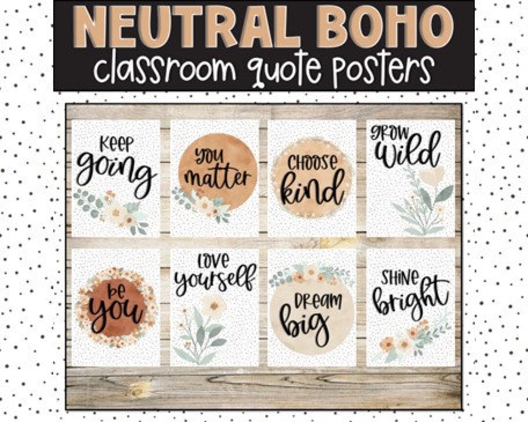 Neutral Boho Growth Mindset Classroom Posters, Classroom Decorations ...
