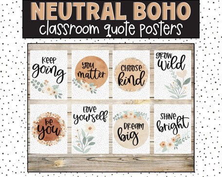 Neutral Boho Growth Mindset Classroom Posters, Classroom Decorations ...